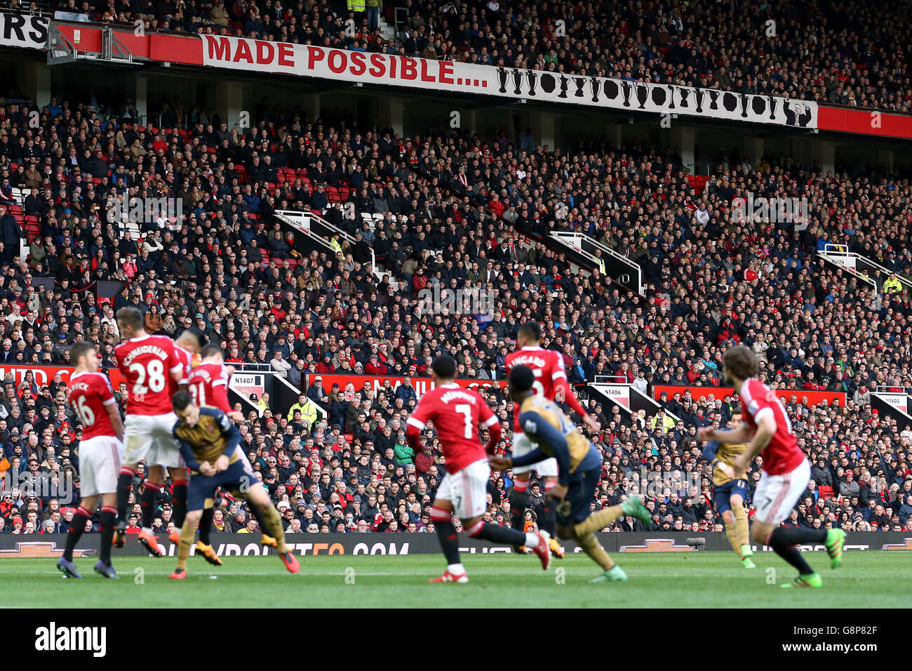 A Manchester United banner in the stands during the game displaying ...