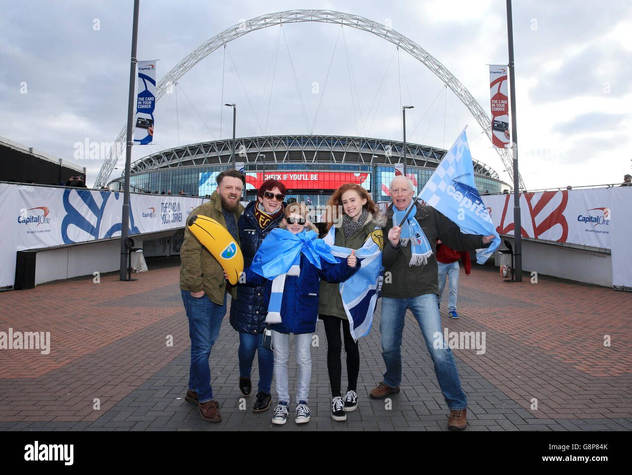 Manchester City supporters show their support on Wembley Way ahead of ... Manchester City supporters show their support on Wembley Way ahead of ...