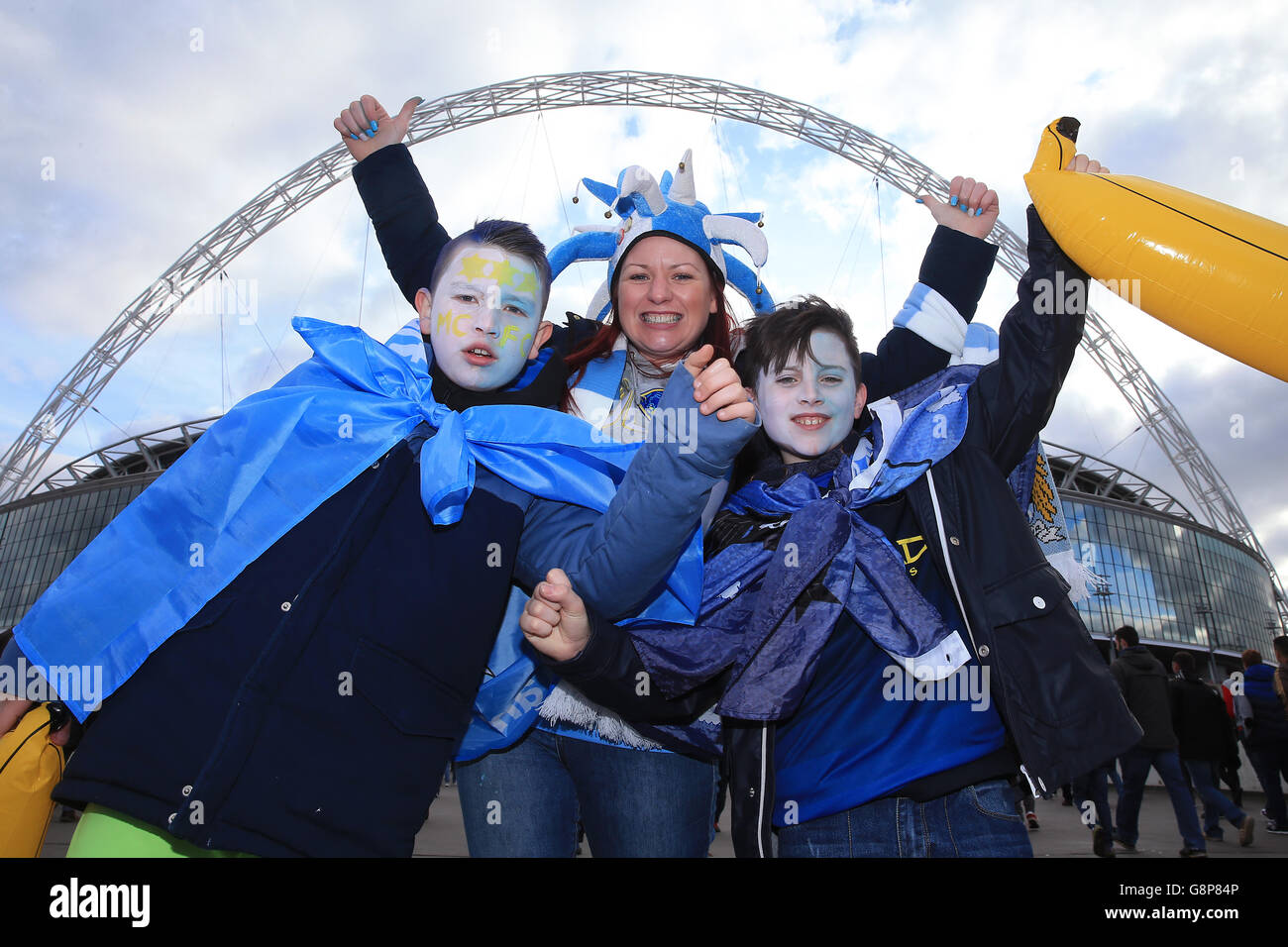 Manchester City supporters show their support on Wembley Way ahead of ... Manchester City supporters show their support on Wembley Way ahead of ...