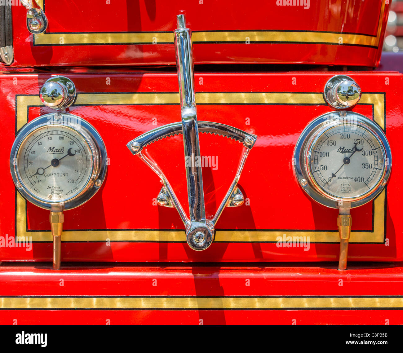 detail of an old restored fire truck Stock Photo - Alamy