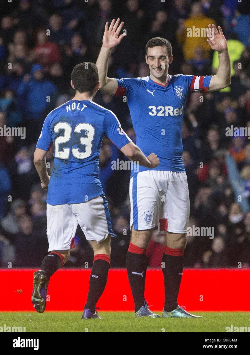 Rangers' Lee Wallace celebrates scoring his sides second goal during ...
