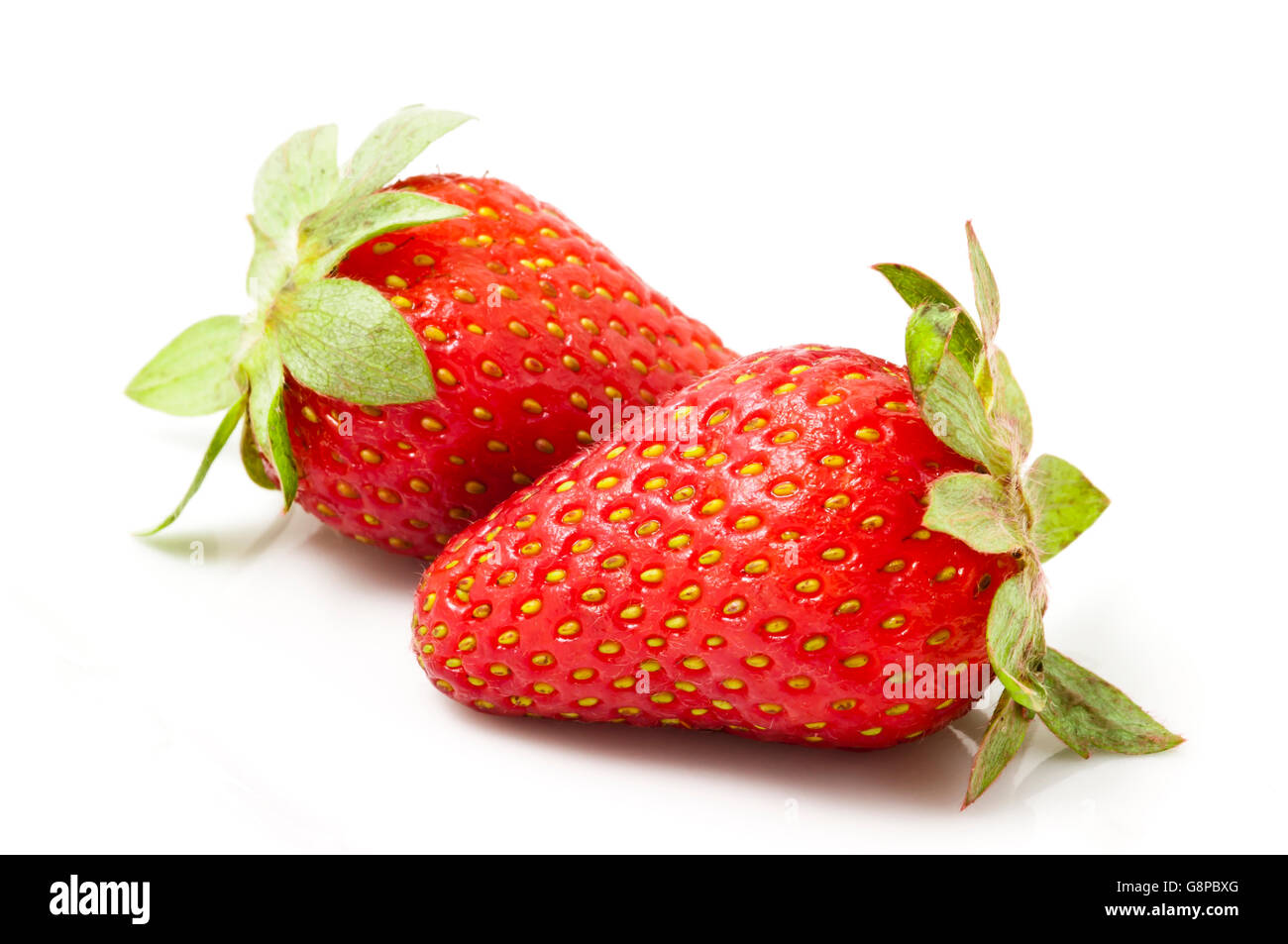 Two Fresh Red Strawberry Fruits Isolated on White Stock Photo - Alamy