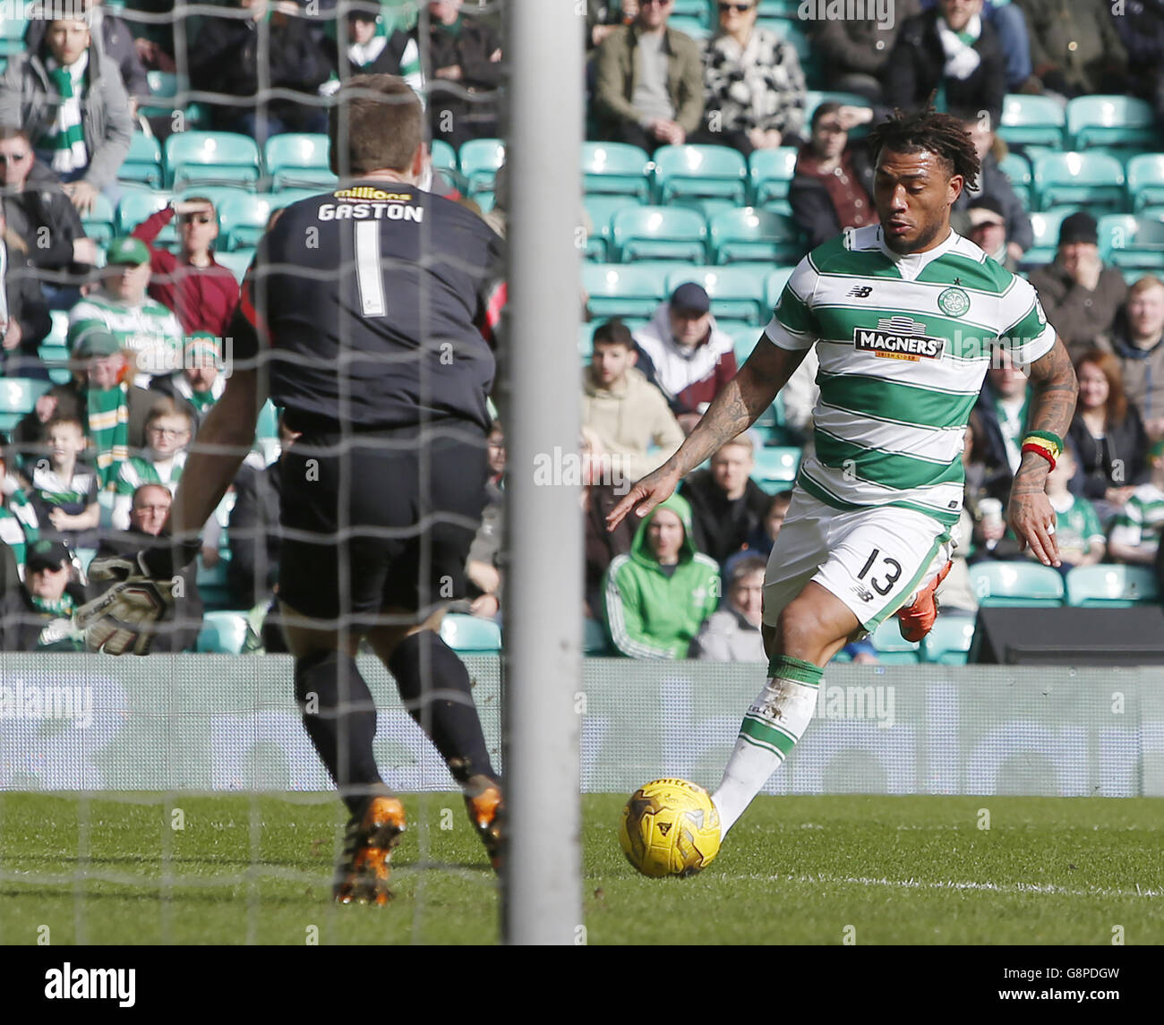 Celtic's Colin Kazim-Richards and Greenock Morton's keeper Derek Gaston ...