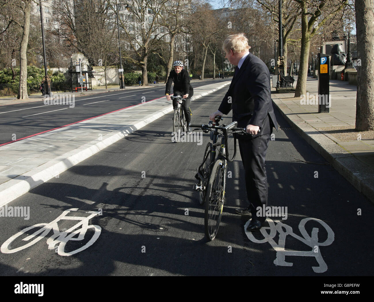 Mayor of London Boris Johnson (right) views progress on East-West Cycle ...