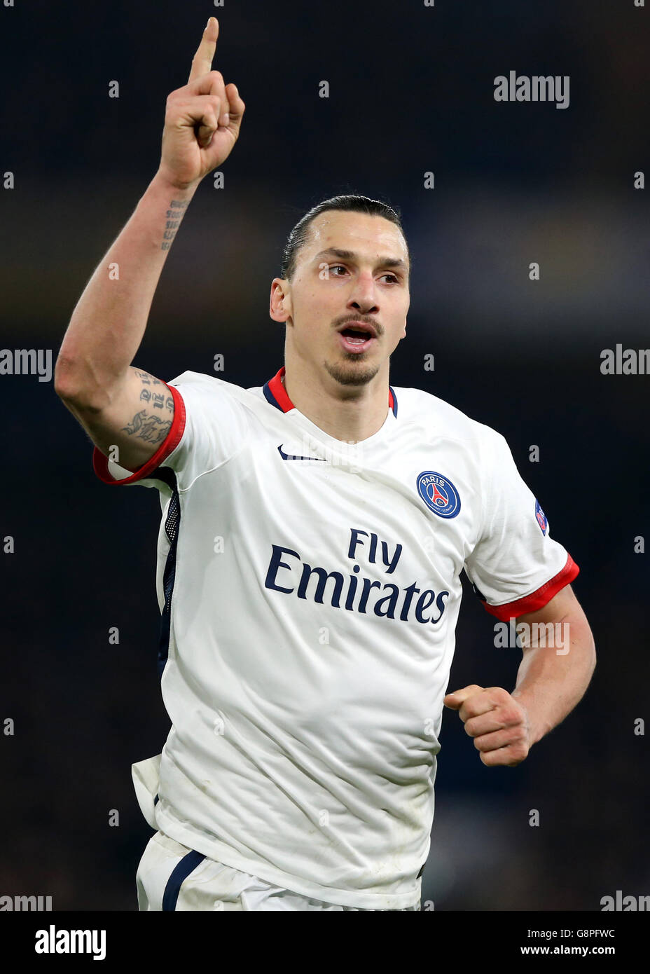 Paris Saint Germain's Zlatan Ibrahimovic celebrates scoring his side's ...