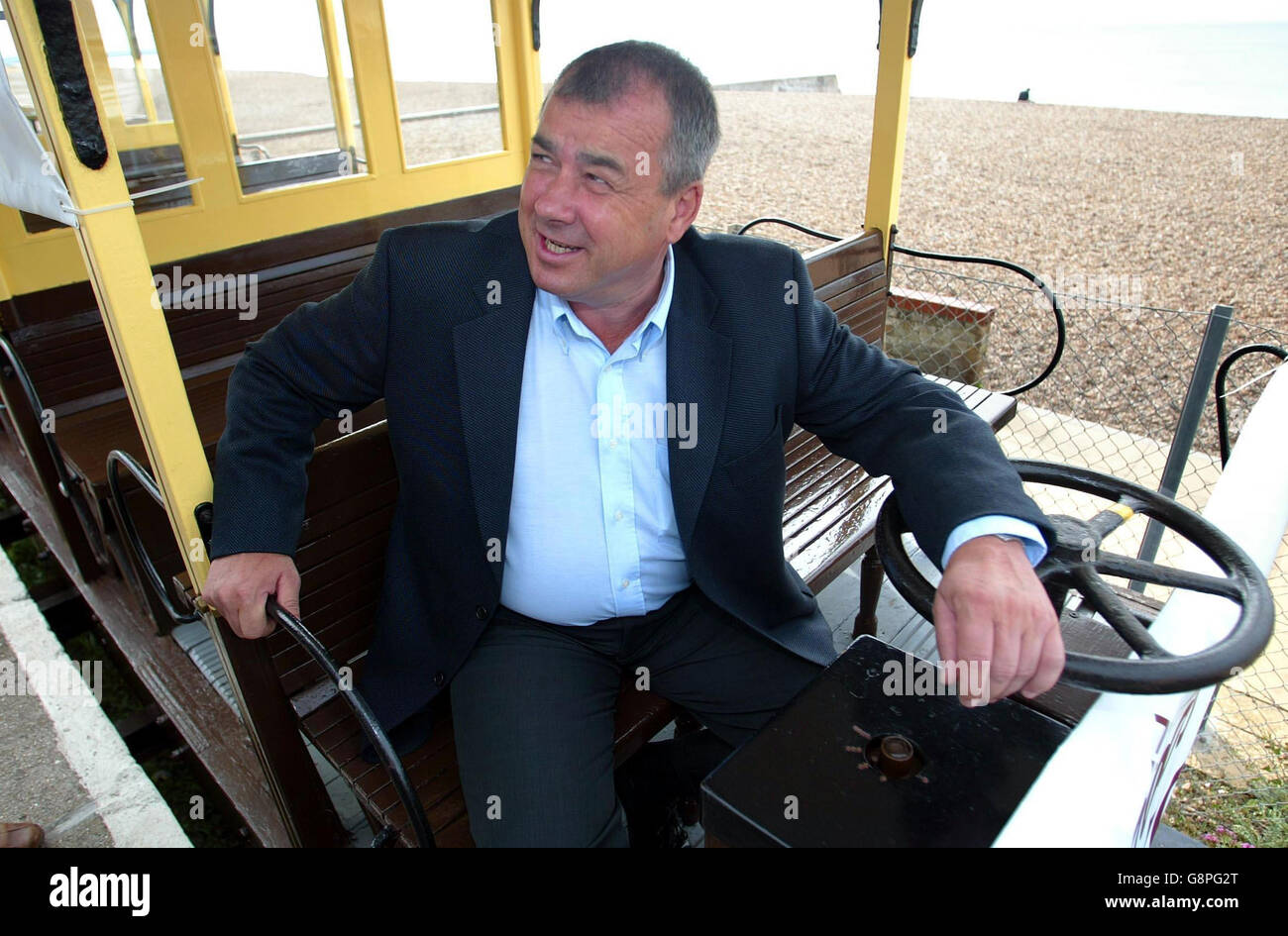 TUC General Secretary Brendan Barber arrives aboard the Volks Railway ...
