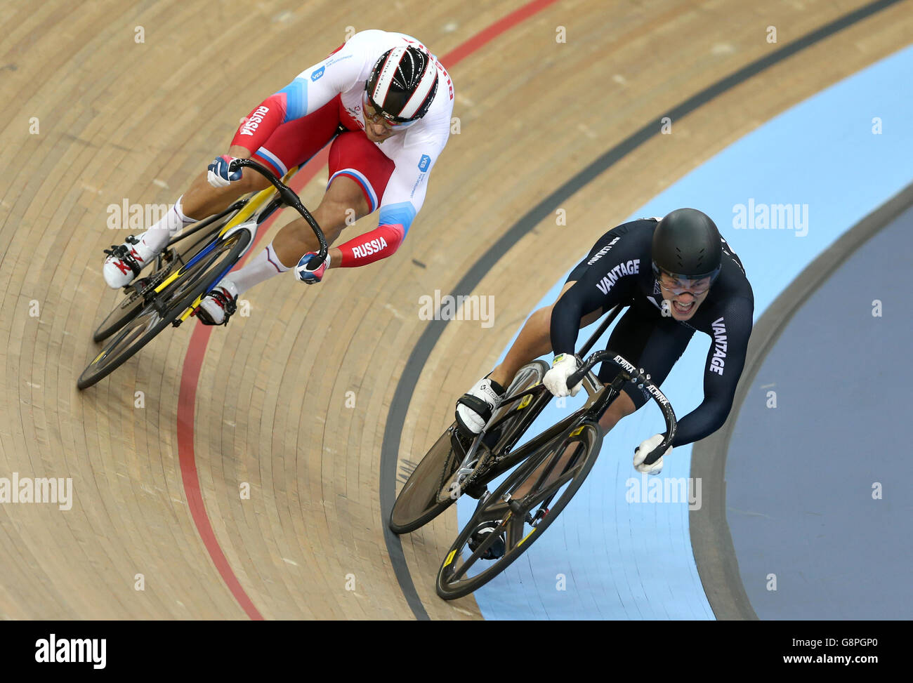 New Zealand's Sam Webster (right) and Russia's Denis Dmitriev compete ...
