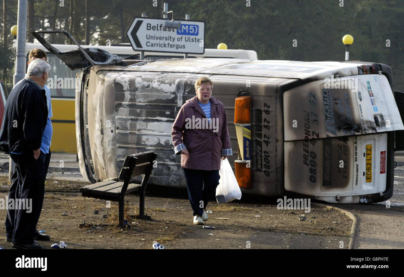 Burnt out vechicles in the Cloughfern area of Newtownabbey in North ...