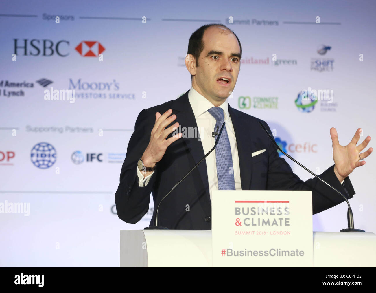 EDITORIAL USE ONLY Antonio Simoes, Chief Executive of HSBC Bank, speaks ...