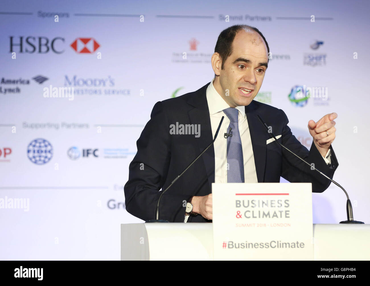 EDITORIAL USE ONLY Antonio Simoes, Chief Executive of HSBC Bank, speaks ...