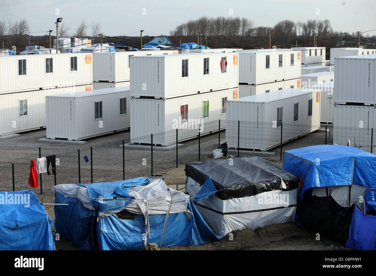 The converted shipping containers in the jungle camp in calais hi-res ...