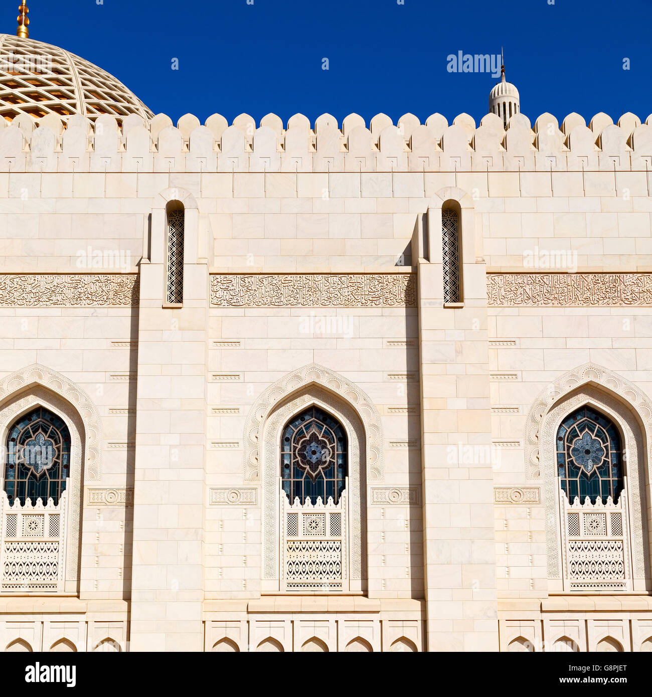 minaret and religion in clear sky in oman muscat the old mosque Stock ...