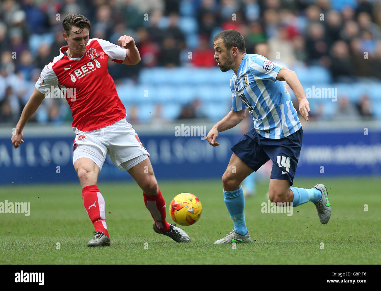 Coventry City's Joe Cole (right) and Fleetwood Town's Eggert Jonsson ...