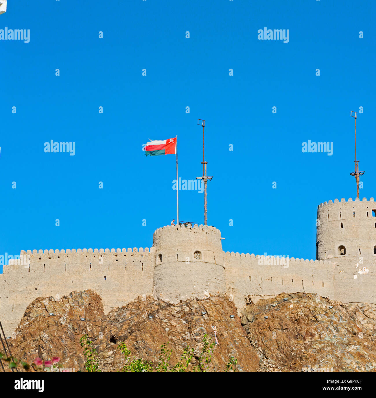fort battlesment sky and star brick in oman muscat the old defensive ...