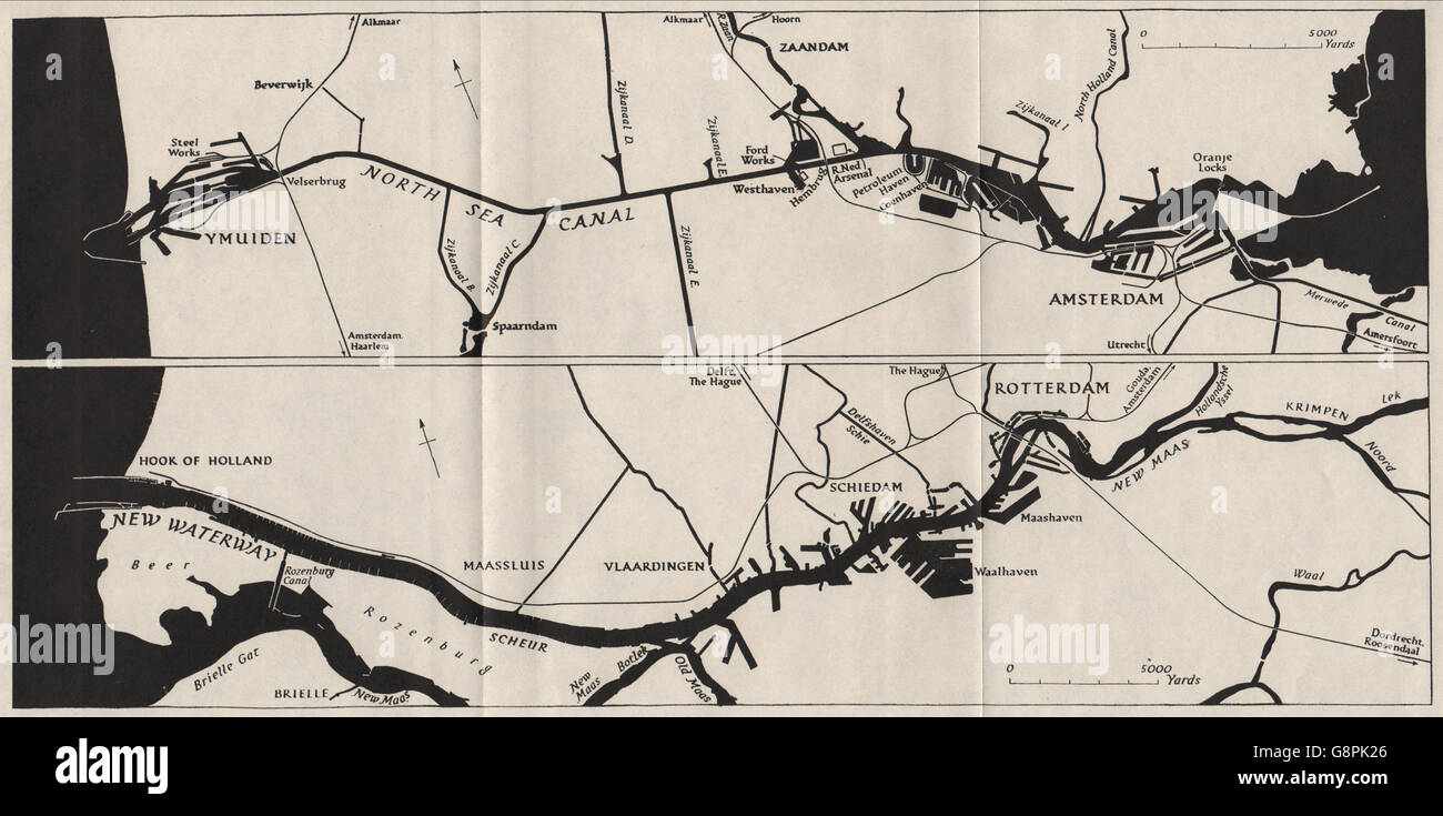 NETHERLANDS: New Waterway & North Sea Canal. WW2 RN INTELLIGENCE MAP ...