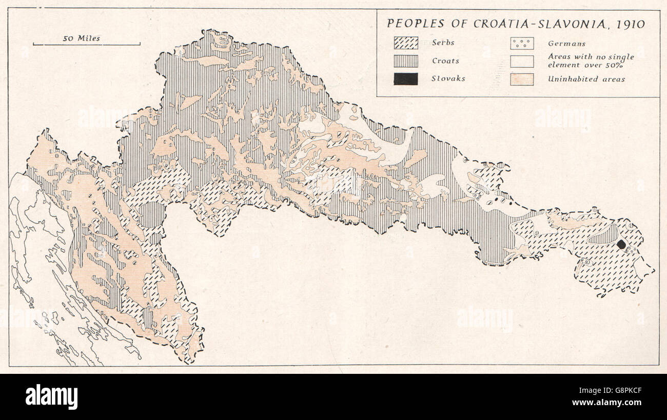 CROATIA-SLAVONIA: Ethnography 1910. Serbs Croats. WW2 NAVY INTELLIGENCE ...