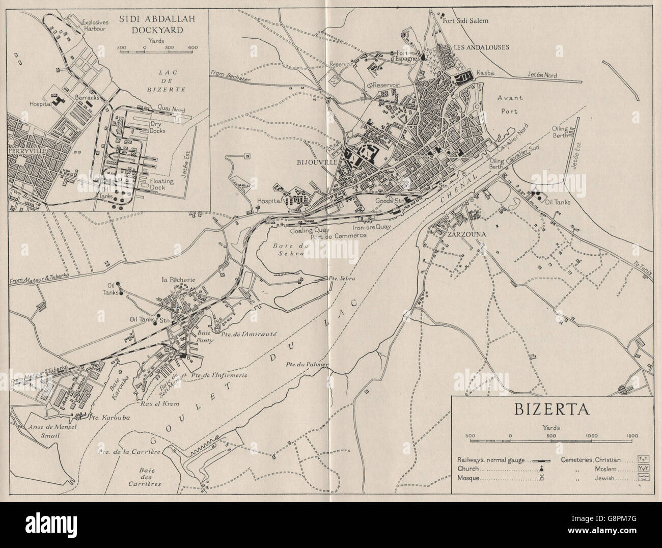BIZERTA (BIZERTE) : Sidi Abdallah docks. Tunisia. WW2 NAVY INTELLIGENCE ...