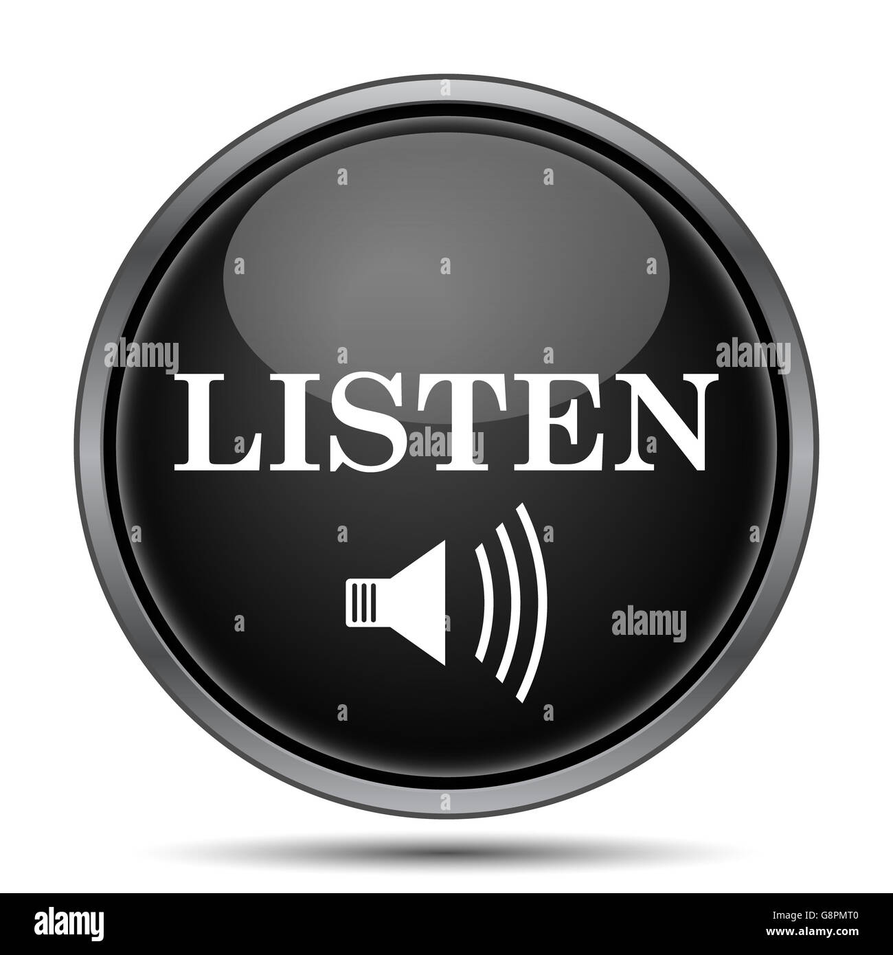 Listen icon. Internet button on white background Stock Photo - Alamy