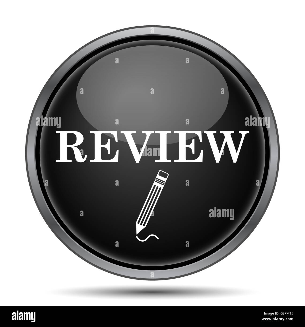 Review icon. Internet button on white background Stock Photo - Alamy