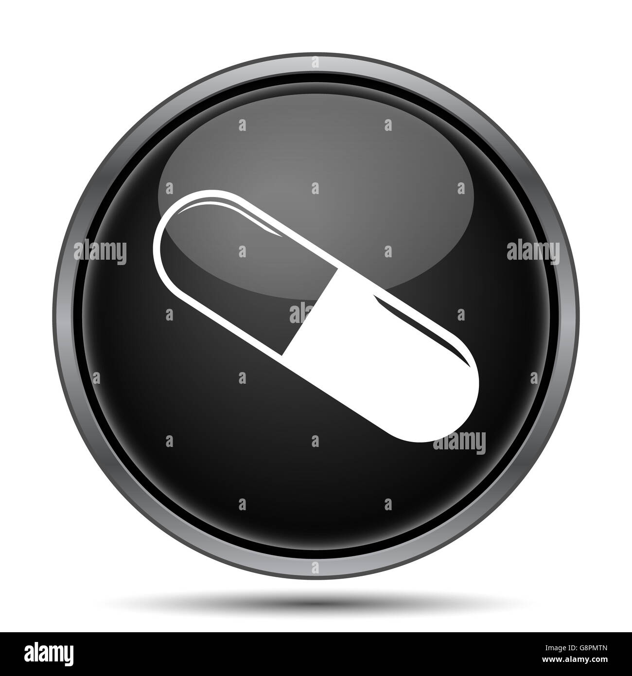 Pill icon. Internet button on white background Stock Photo - Alamy