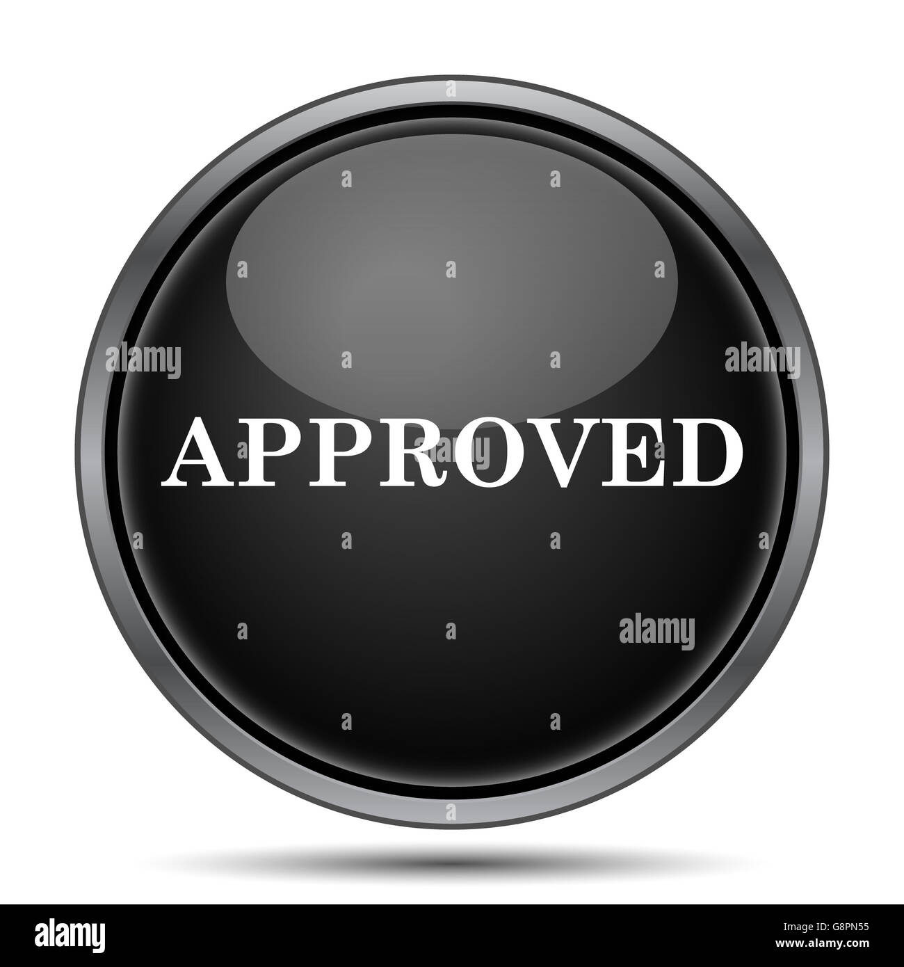 Approved icon. Internet button on white background Stock Photo - Alamy