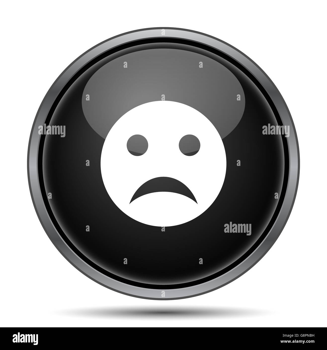 Sad smiley icon. Internet button on white background Stock Photo - Alamy