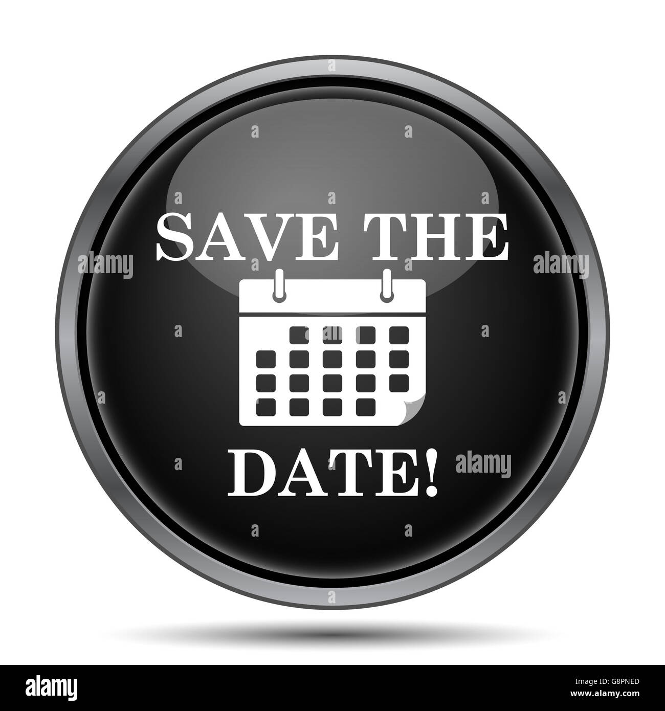 Save the date icon. Internet button on white background Stock Photo - Alamy