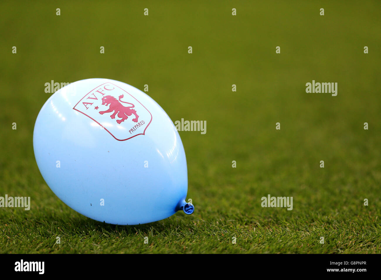 An Aston Villa branded balloon on the pitch at the Britannia Stadium ...