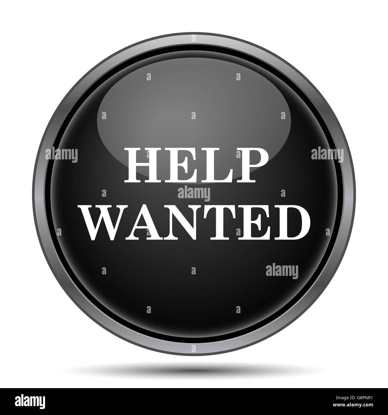 Help wanted icon. Internet button on white background Stock Photo - Alamy
