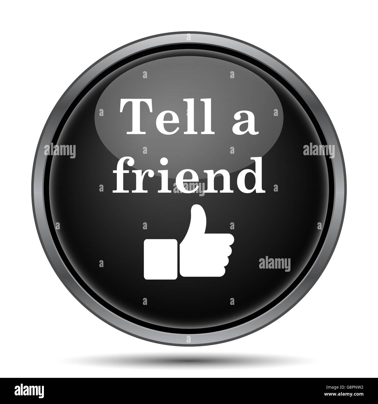 Tell a friend icon. Internet button on white background Stock Photo - Alamy