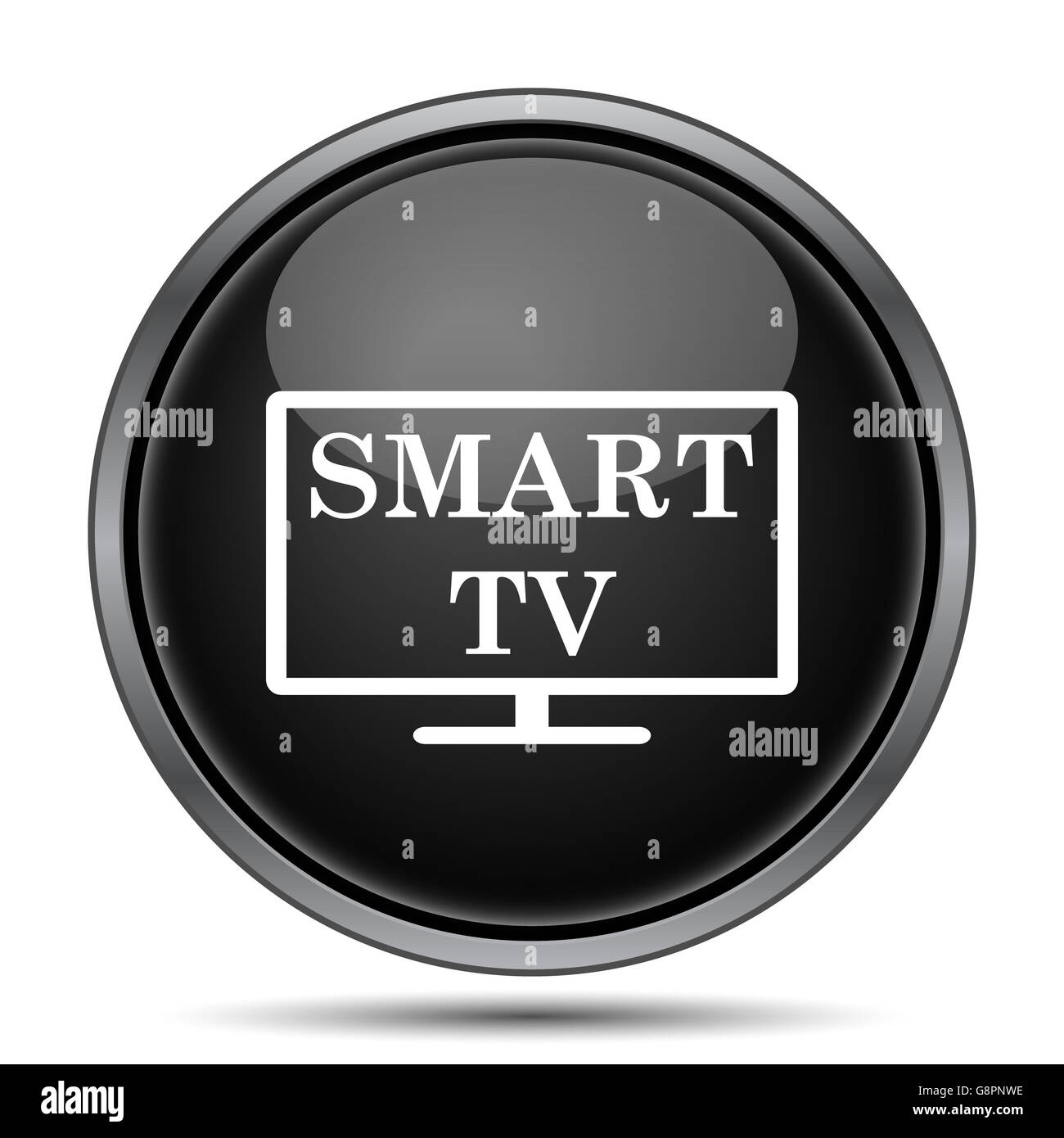 Smart tv icon. Internet button on white background Stock Photo - Alamy
