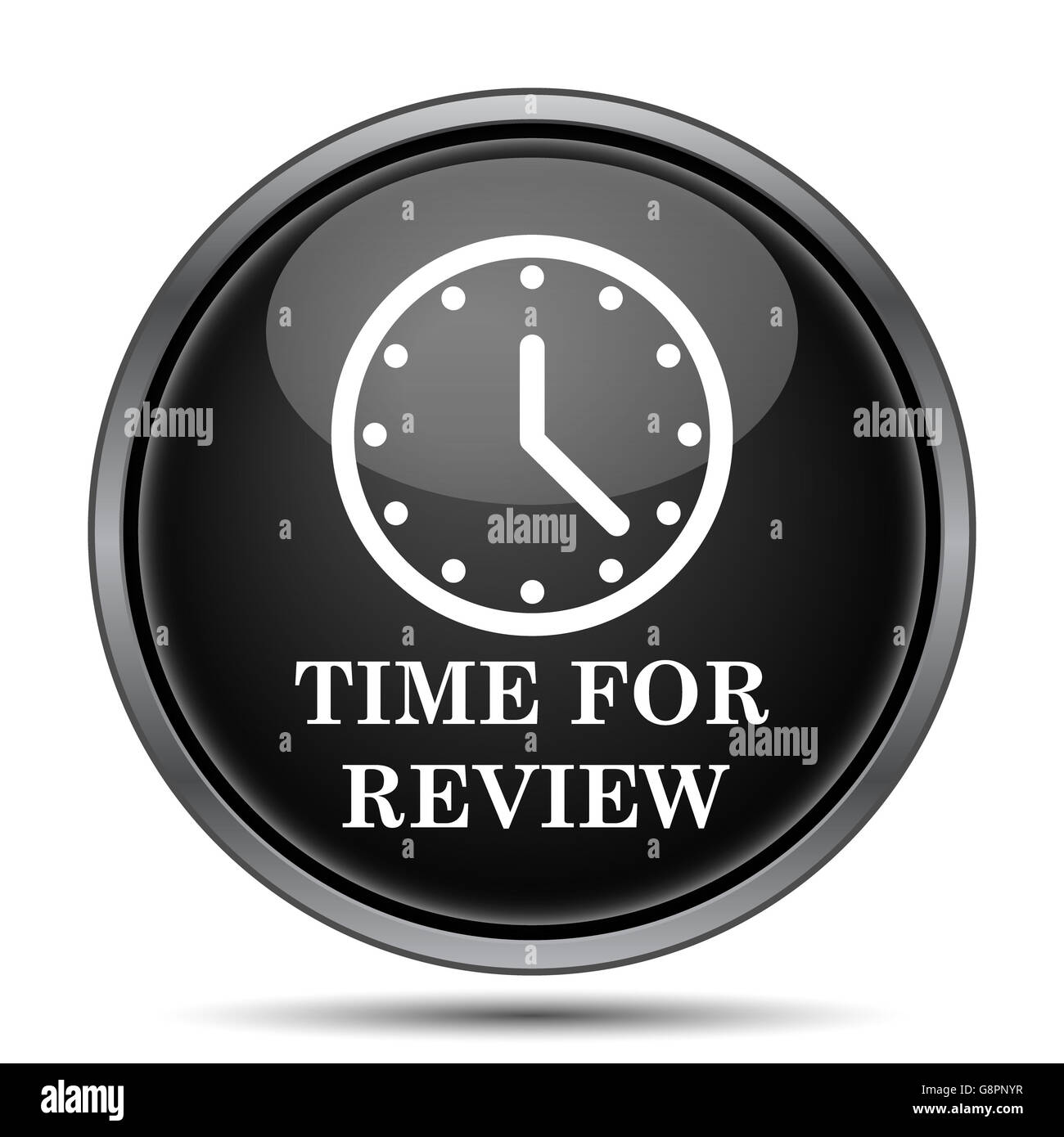 Time for review icon. Internet button on white background Stock Photo ...