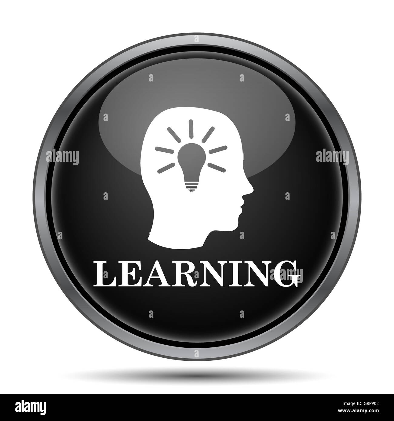 Learning icon. Internet button on white background Stock Photo - Alamy