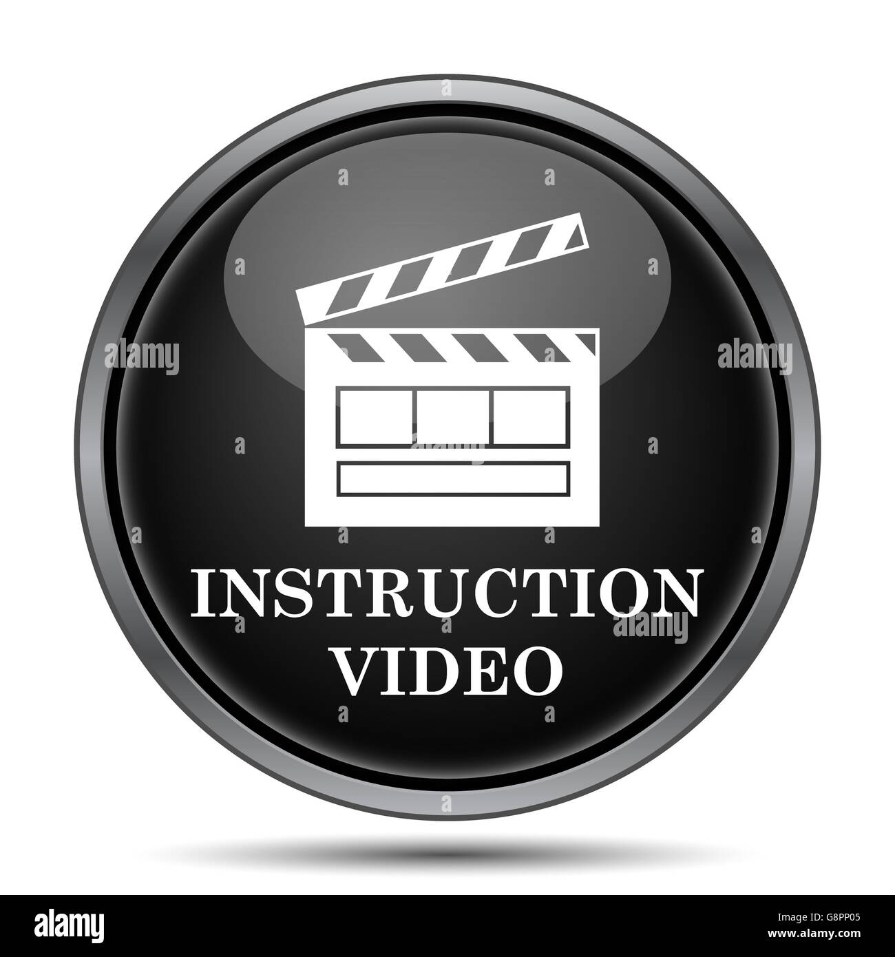 Instruction video icon. Internet button on white background Stock Photo ...
