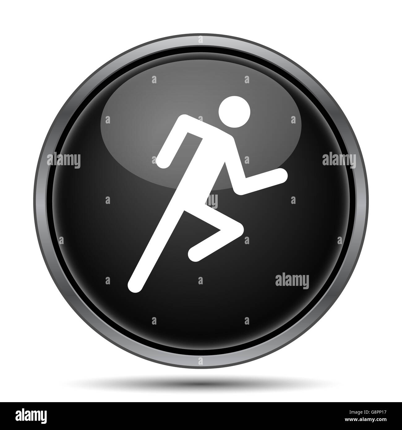 Running man icon. Internet button on white background Stock Photo - Alamy