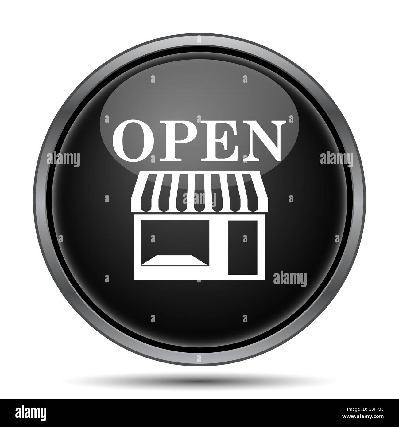 Open store icon. Internet button on white background Stock Photo - Alamy