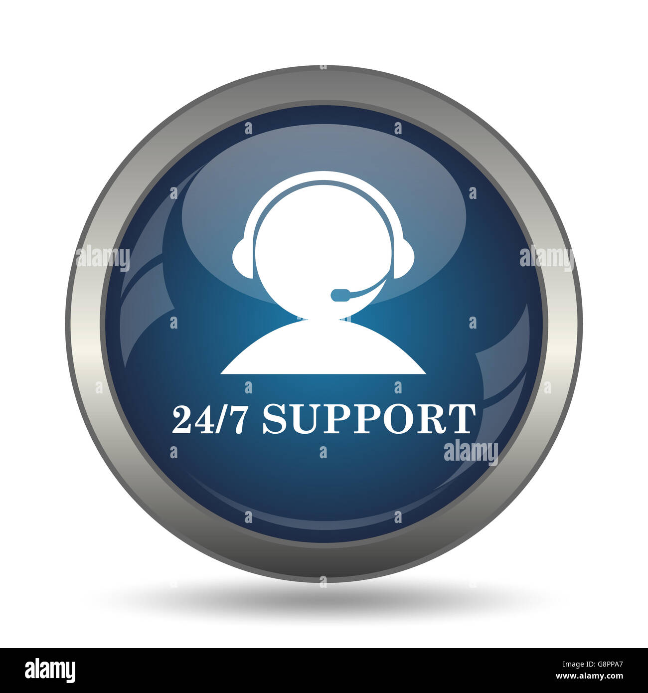 24-7 Support icon. Internet button on white background Stock Photo - Alamy