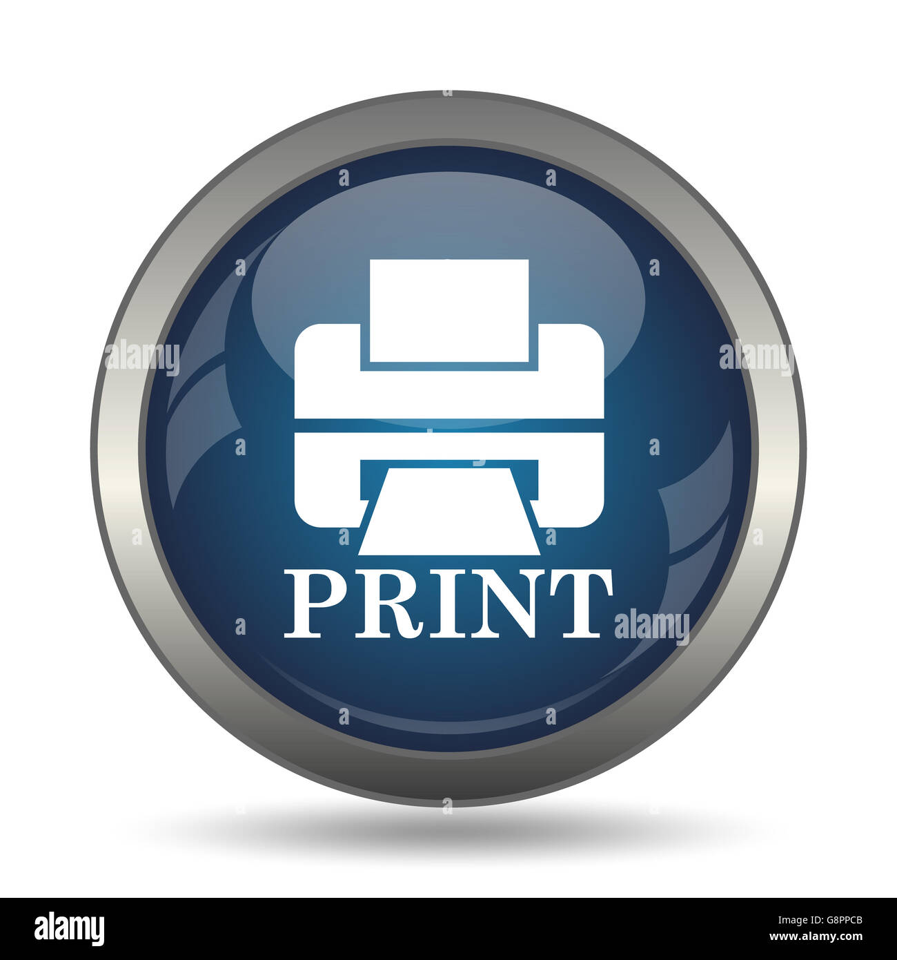 Printer with word PRINT icon. Internet button on white background Stock ...