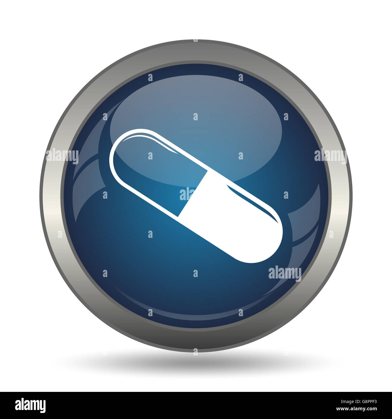 Pill icon. Internet button on white background Stock Photo - Alamy