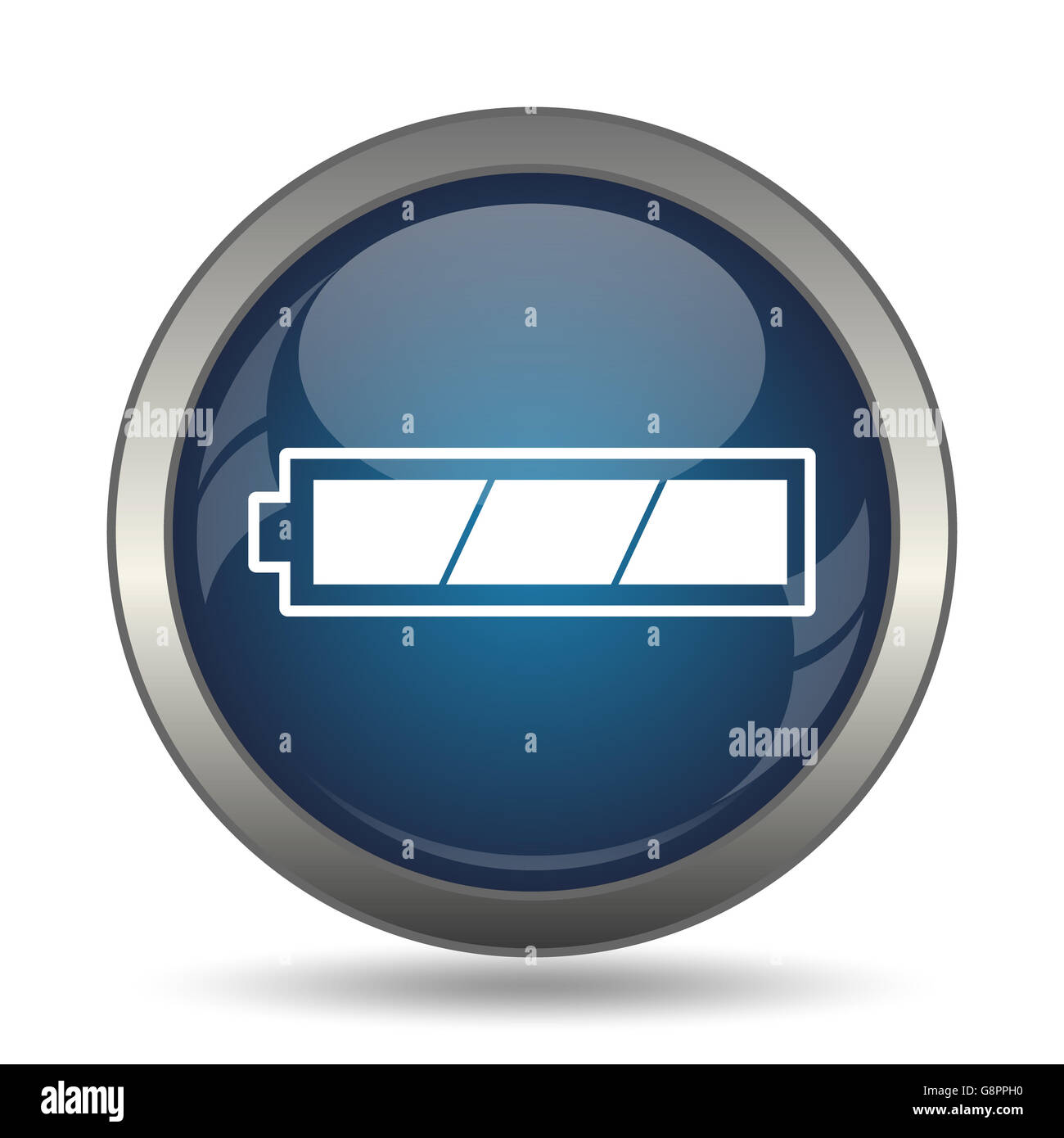 Fully charged battery icon. Internet button on white background Stock ...