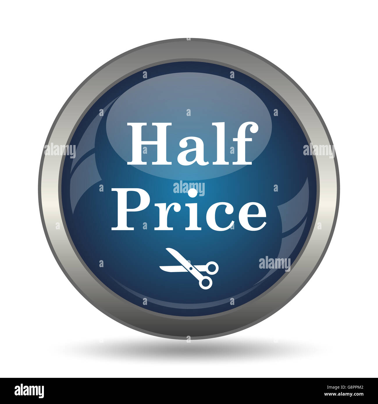 Half price icon. Internet button on white background Stock Photo - Alamy