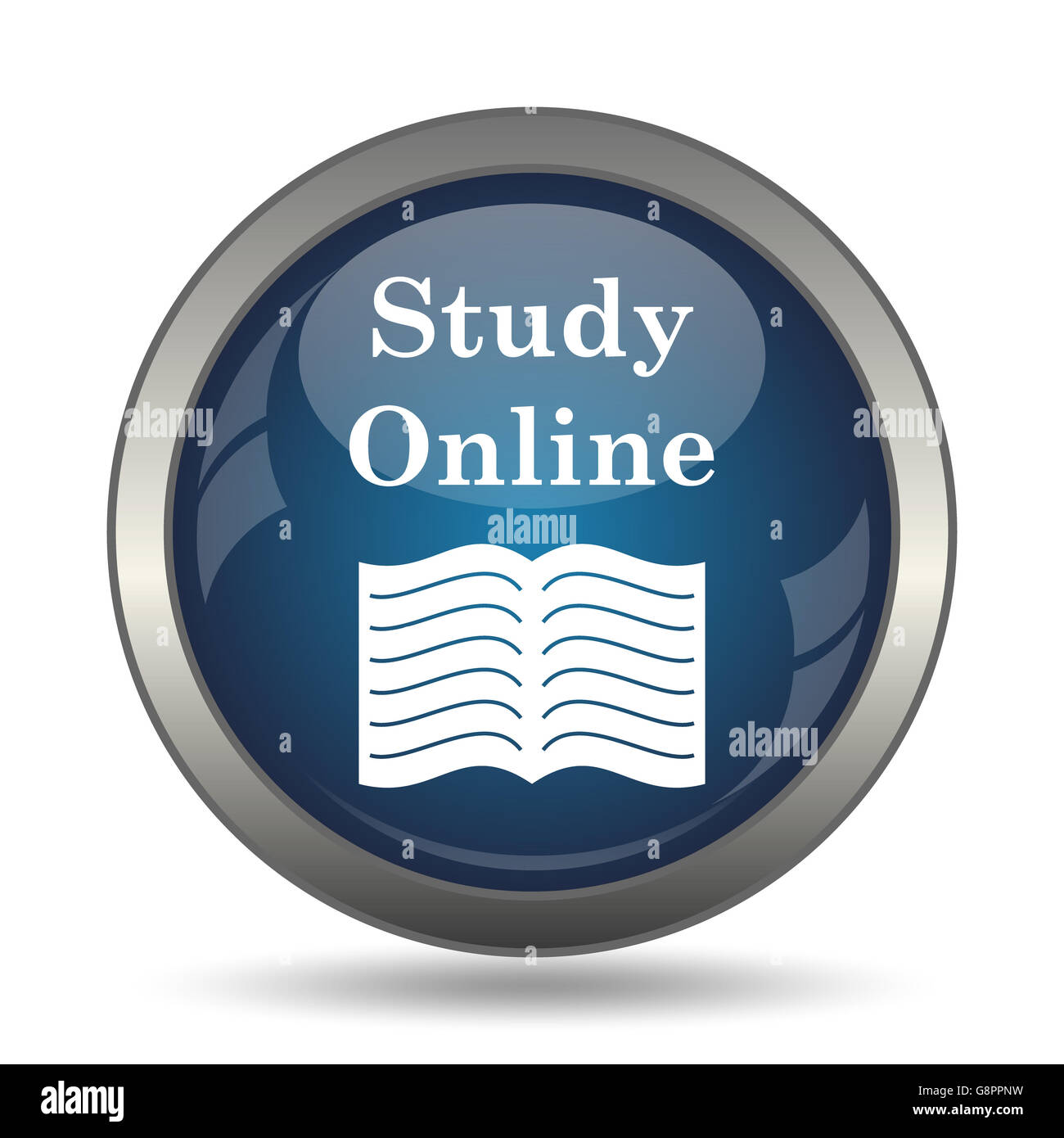 Study online icon. Internet button on white background Stock Photo - Alamy