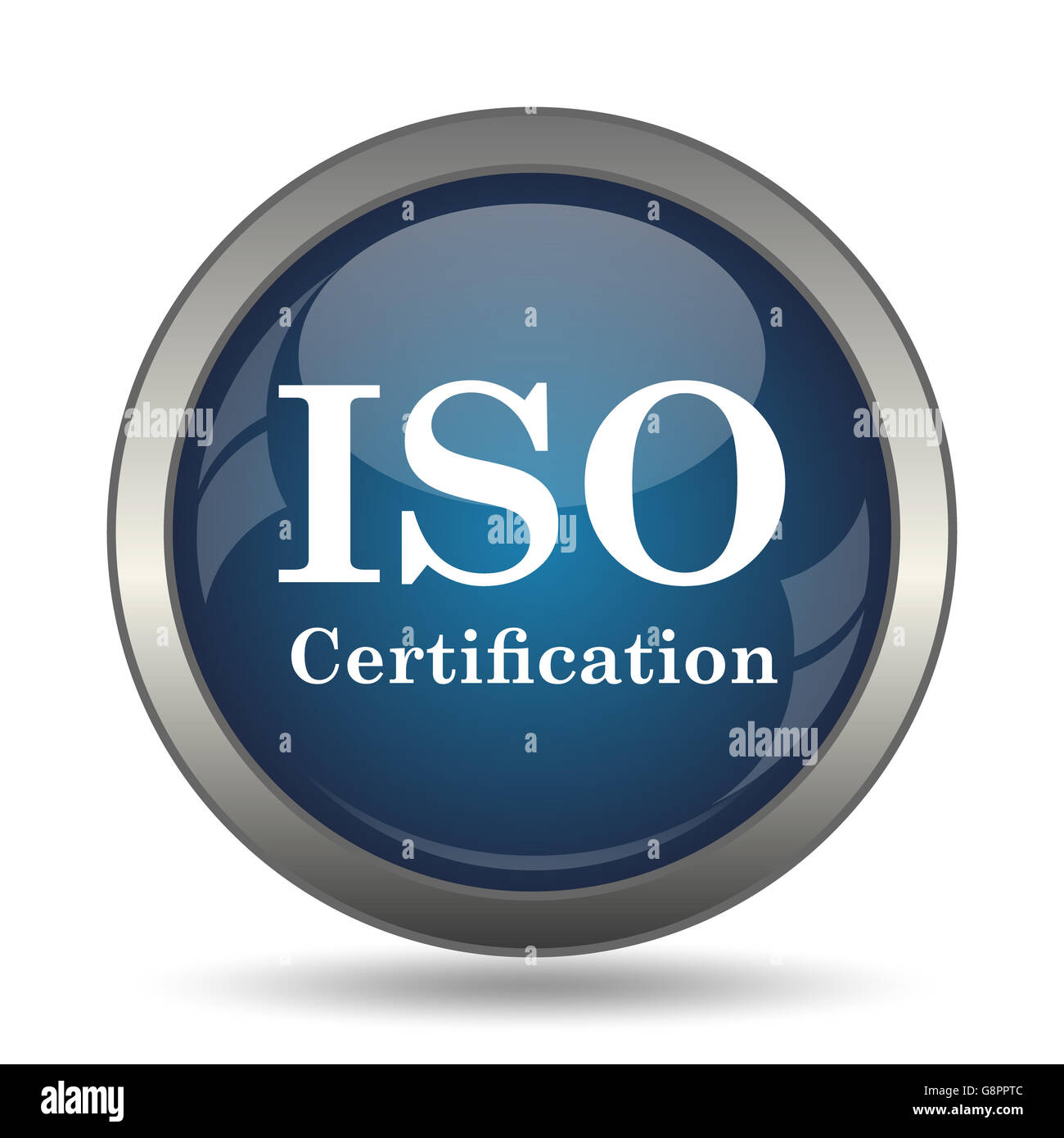 ISO certification icon. Internet button on white background Stock Photo ...