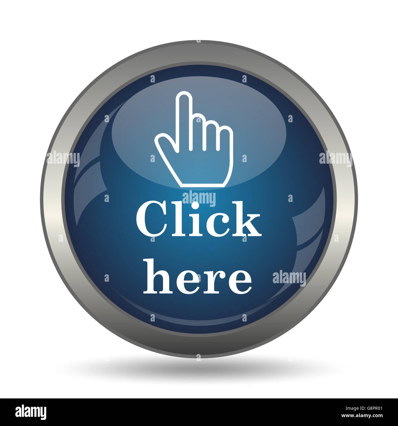 Click here icon. Internet button on white background Stock Photo - Alamy