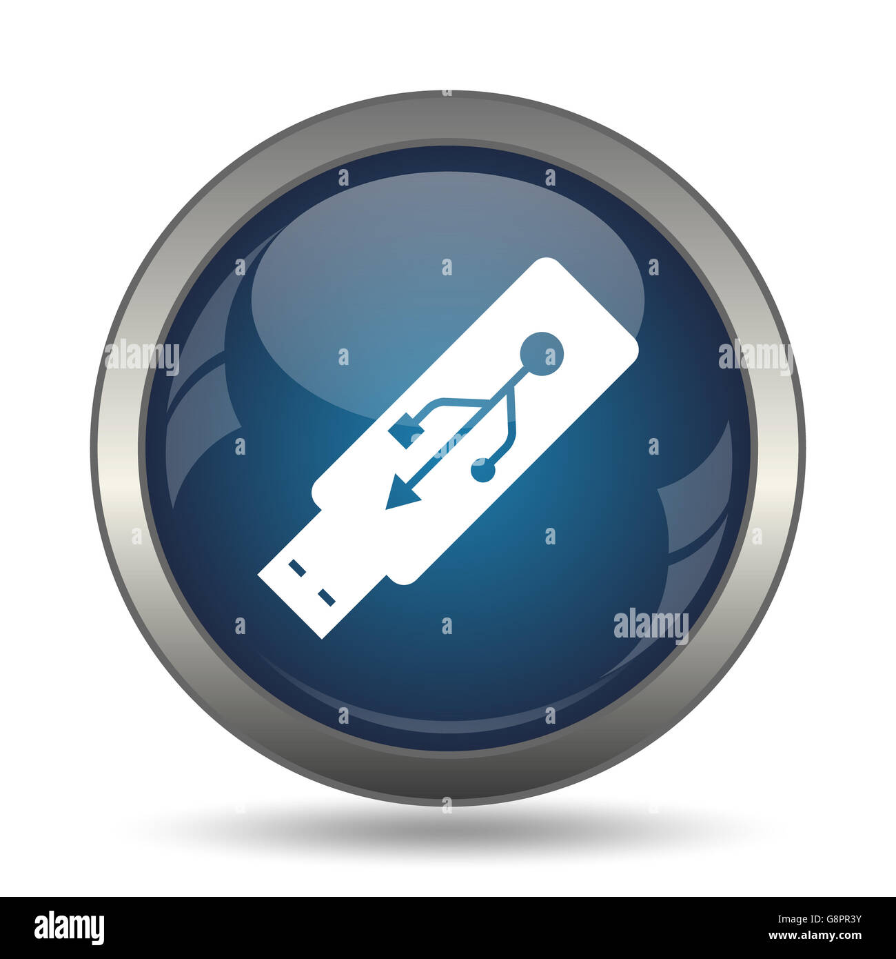 Usb flash drive icon. Internet button on white background Stock Photo ...