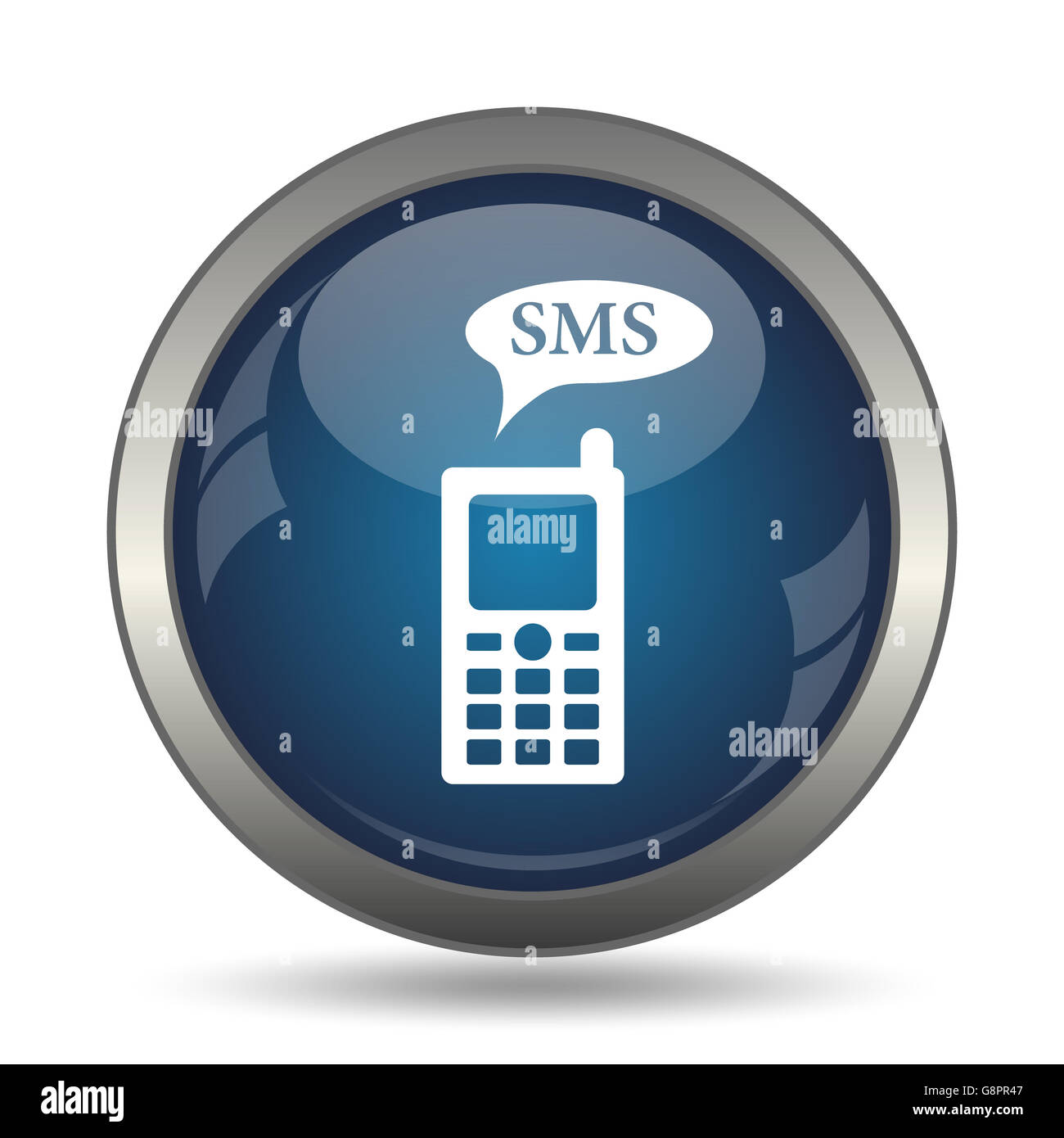 SMS icon. Internet button on white background Stock Photo - Alamy