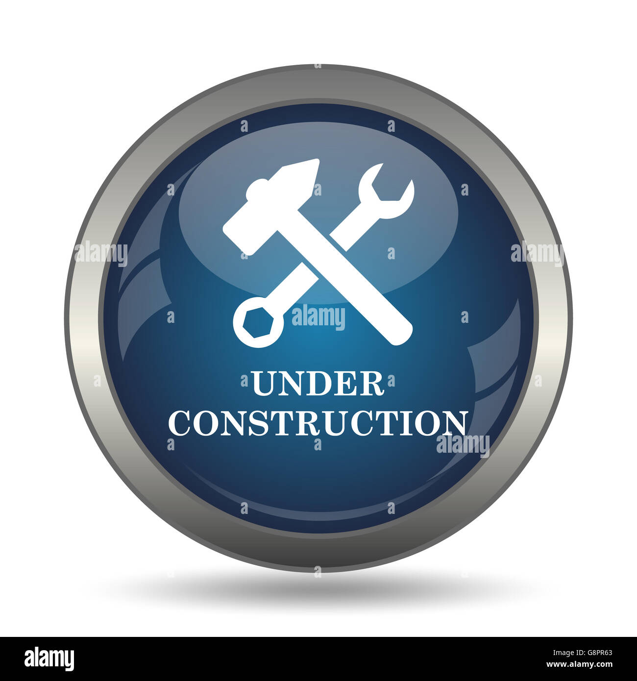 Under construction icon. Internet button on white background Stock ...