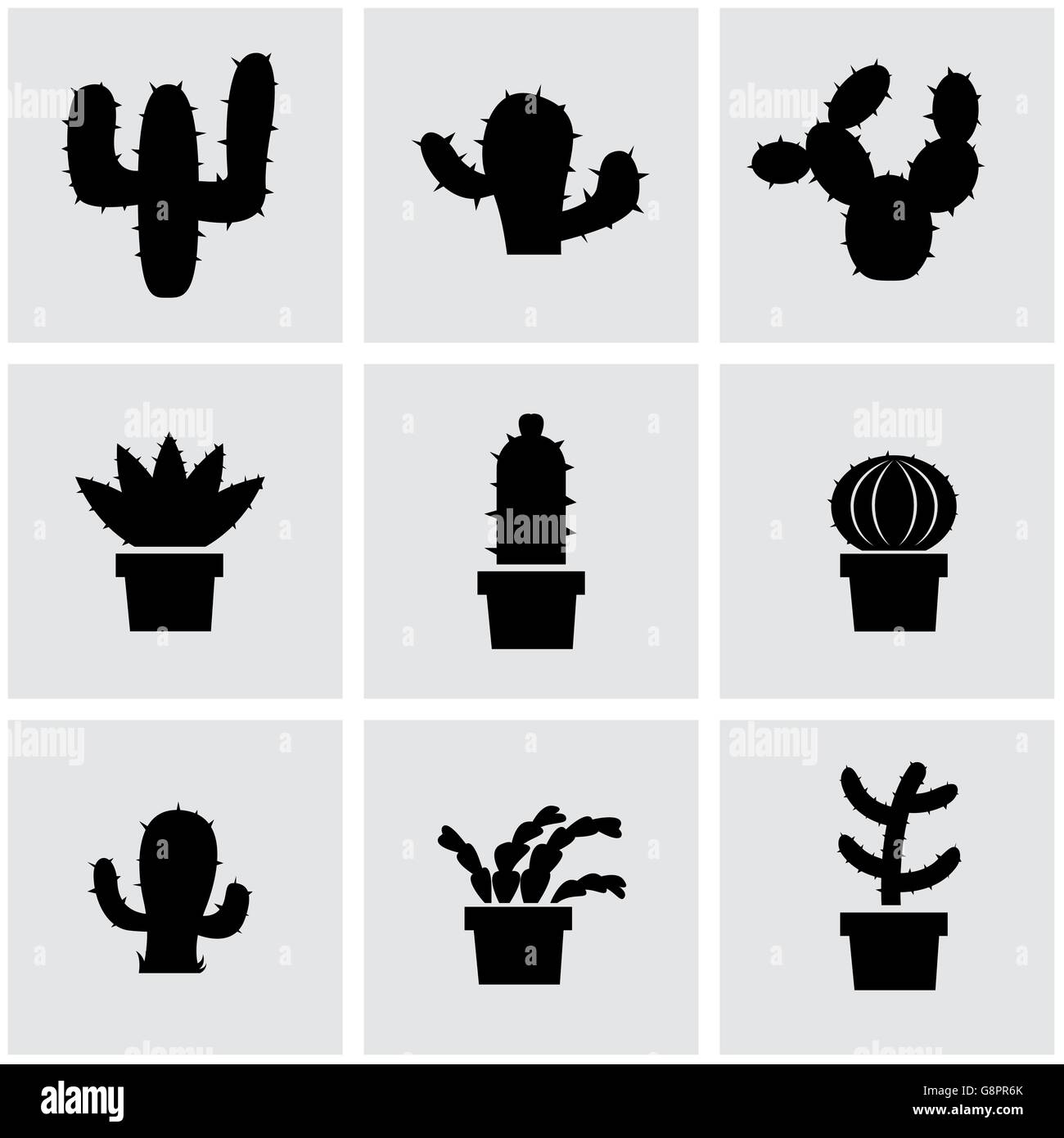 Vector black cactus icon set Stock Vector Image & Art - Alamy