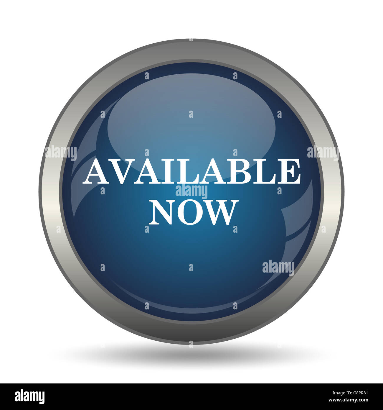 Available now icon. Internet button on white background Stock Photo - Alamy