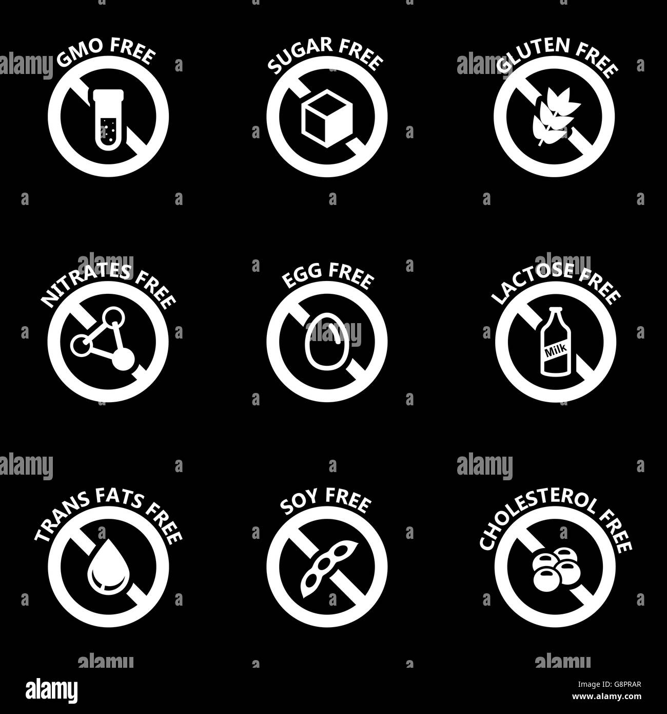 Vector white food dietary labels icon set Stock Vector Image & Art - Alamy